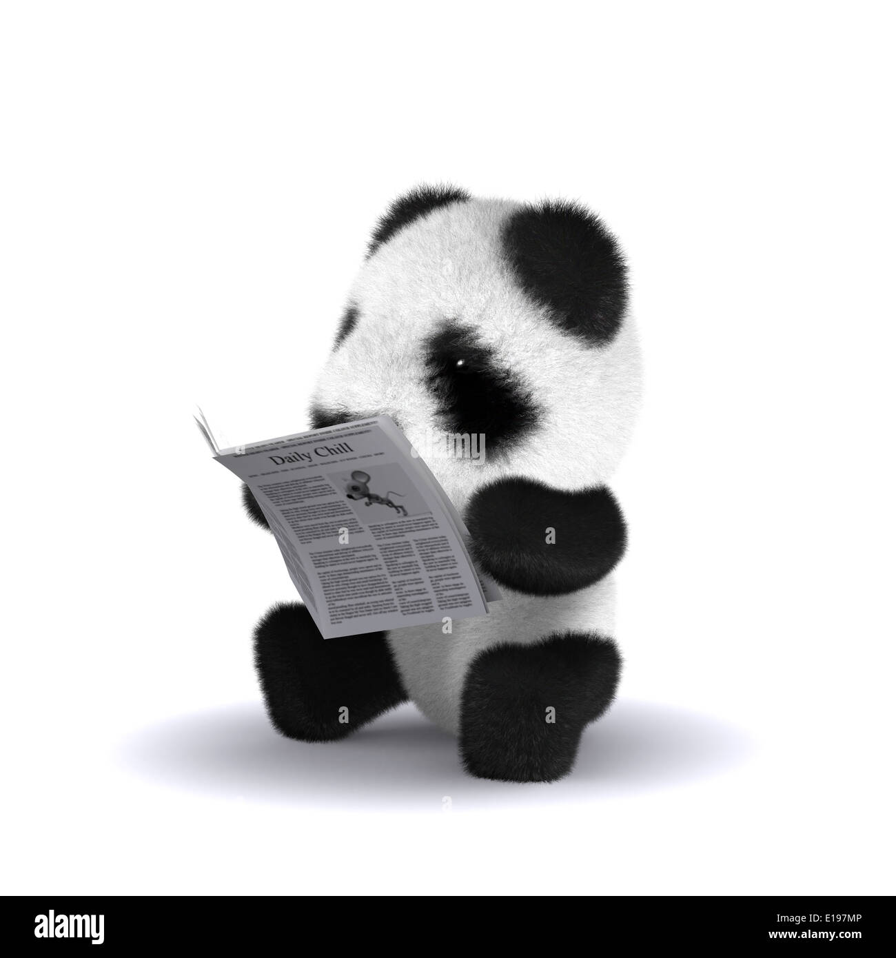 3d Baby panda bear is reading the newspaper Stock Photo - Alamy