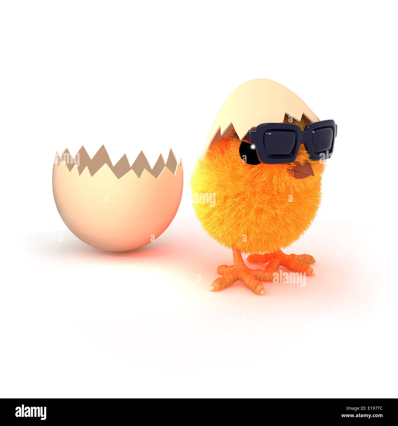3d Cute Easter chick has hatched from the egg Stock Photo - Alamy