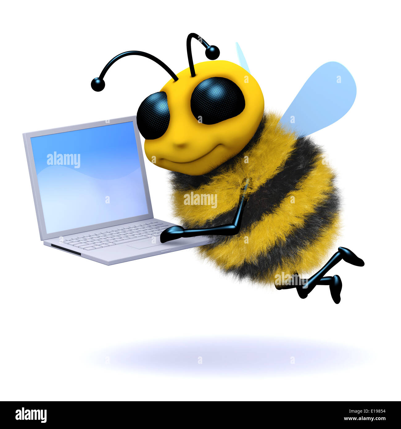 3d Honey bee gets to grips with his new laptop Stock Photo - Alamy