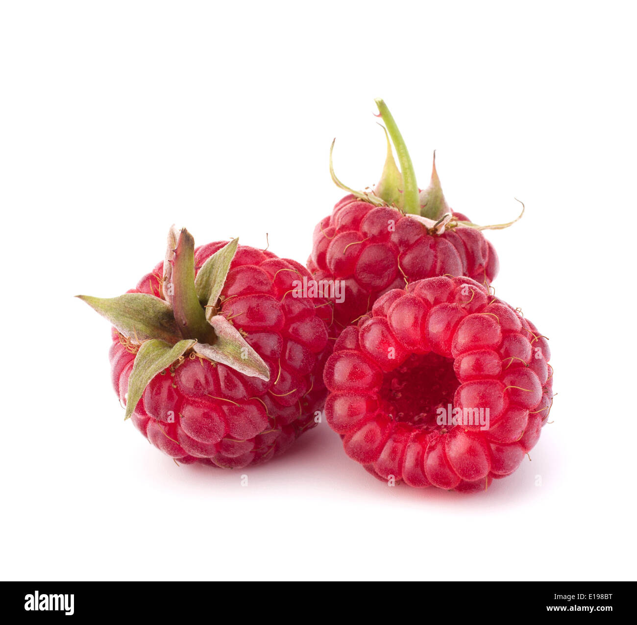 Ripe raspberries isolated on white background cutout Stock Photo - Alamy