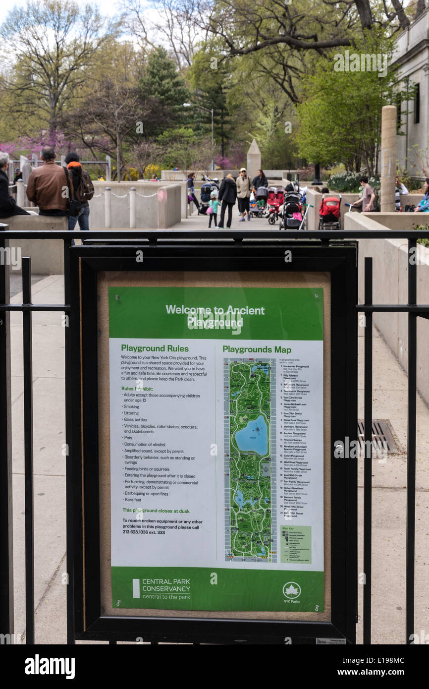 Welcome To Ancient Playground Sign, Central Park, Manhattan, New York ...