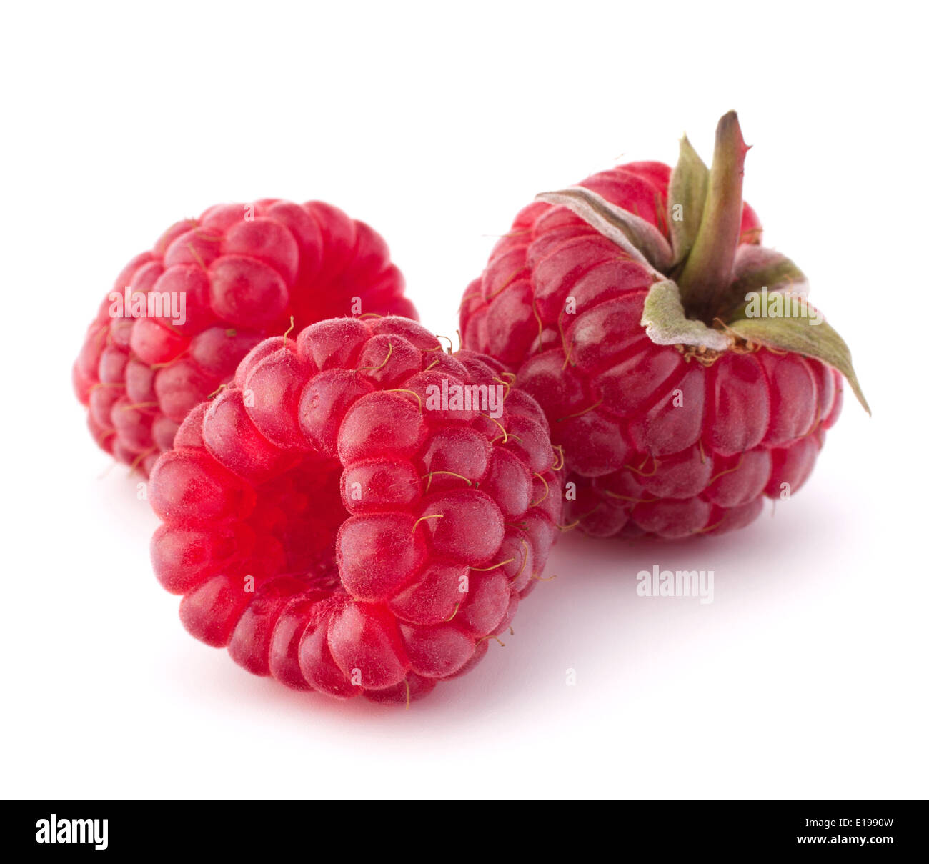 Ripe raspberries isolated on white background cutout Stock Photo - Alamy