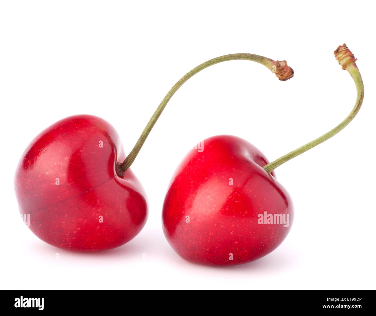 Two heart shaped cherry berries isolated on white background cutout ...