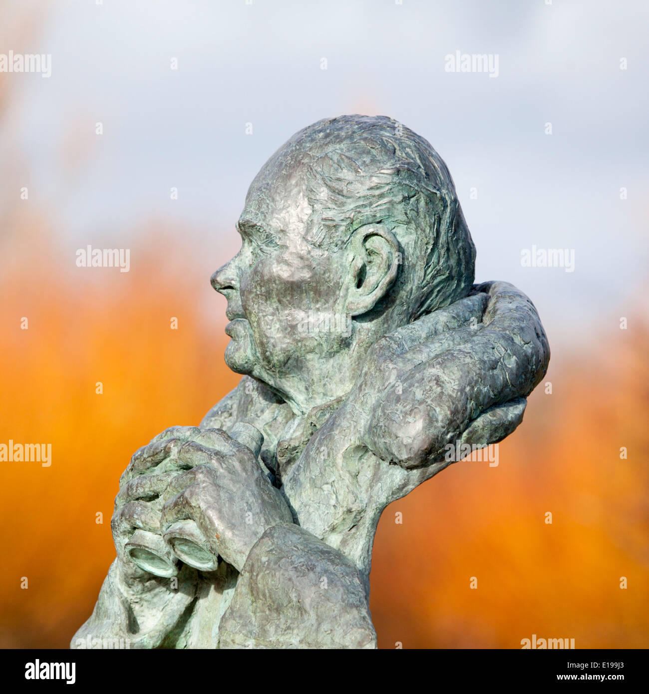 A bust of Sir Peter Scott at Slimbridge, Gloucestershire, England Stock ...