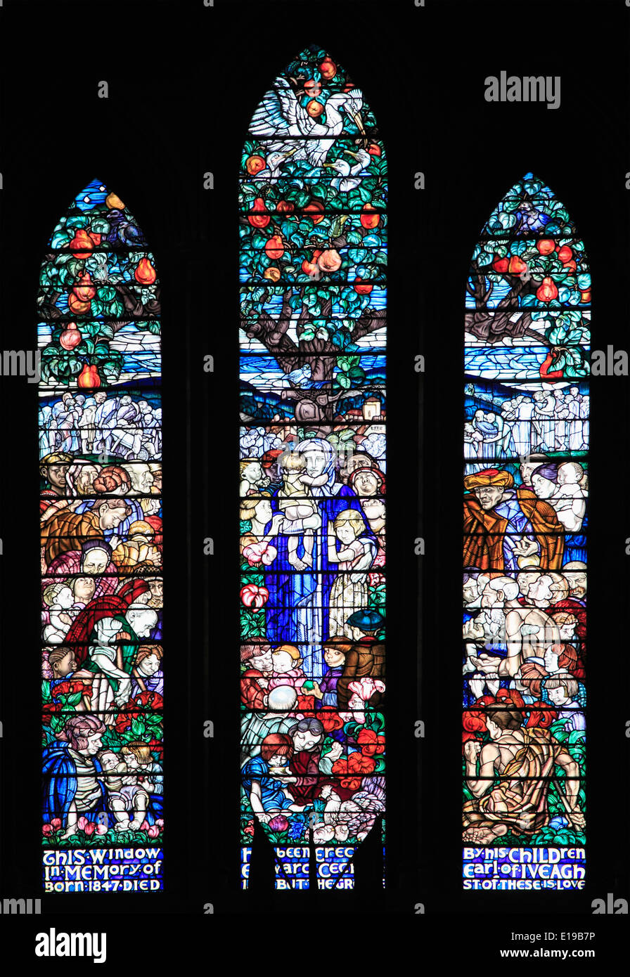 Ireland, Dublin, St Patrick's Cathedral, stained glass window Stock ...