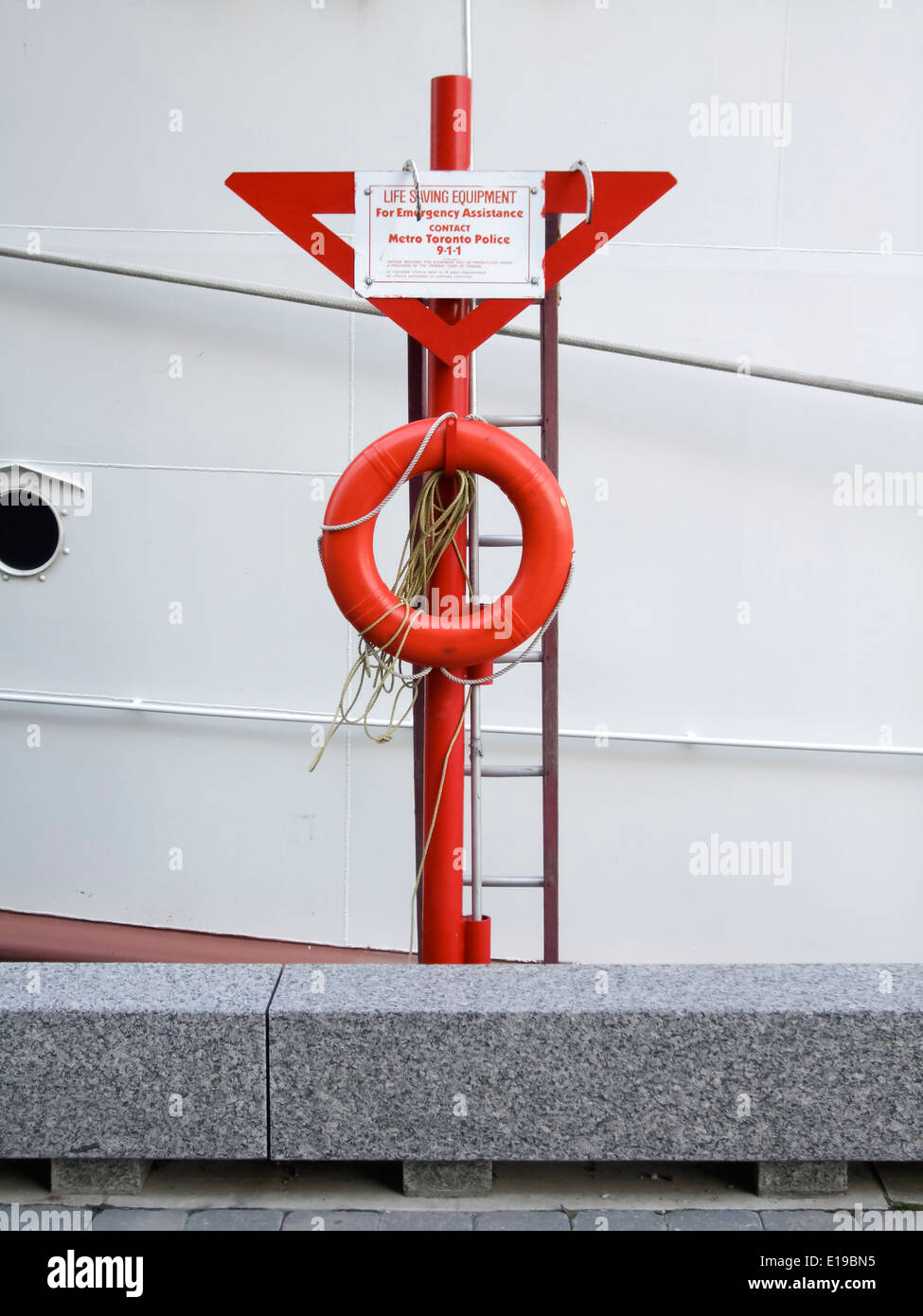 A life belt and a warning sign hi-res stock photography and images - Alamy