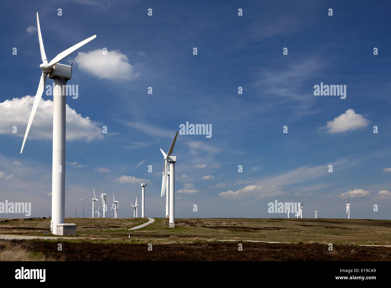 Wind farm on Ovenden Moor near Denholme, West Yorkshire Stock Photo - Alamy