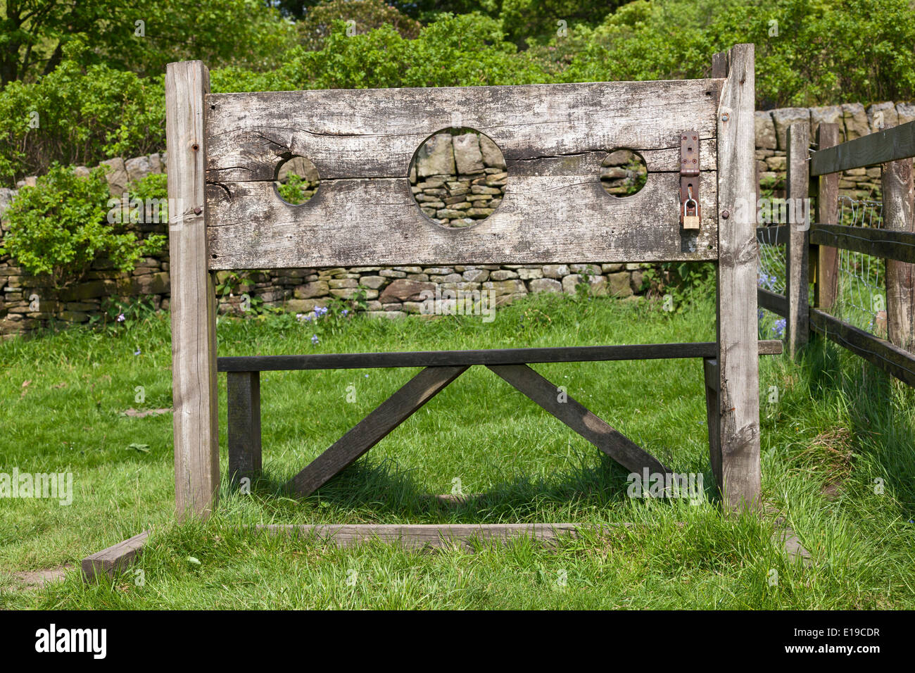 Wooden stocks punishment hi-res stock photography and images - Alamy