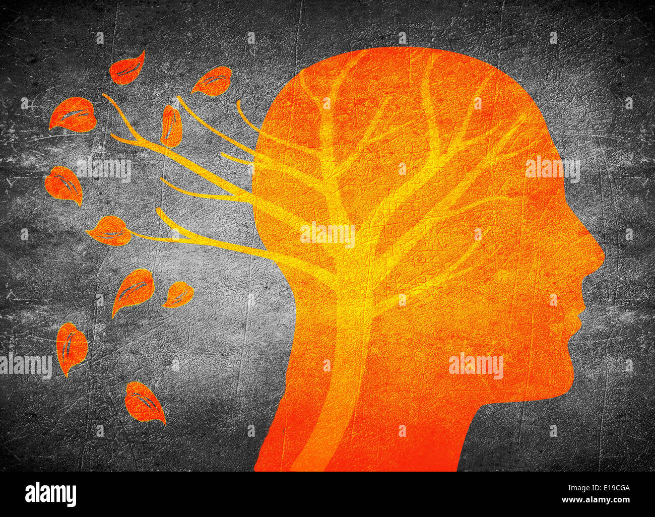 Human head and tree illustration hi-res stock photography and images ...