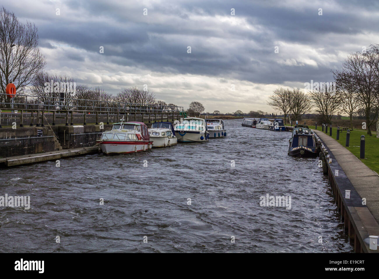 Canal boats of rough water Stock Photo - Alamy