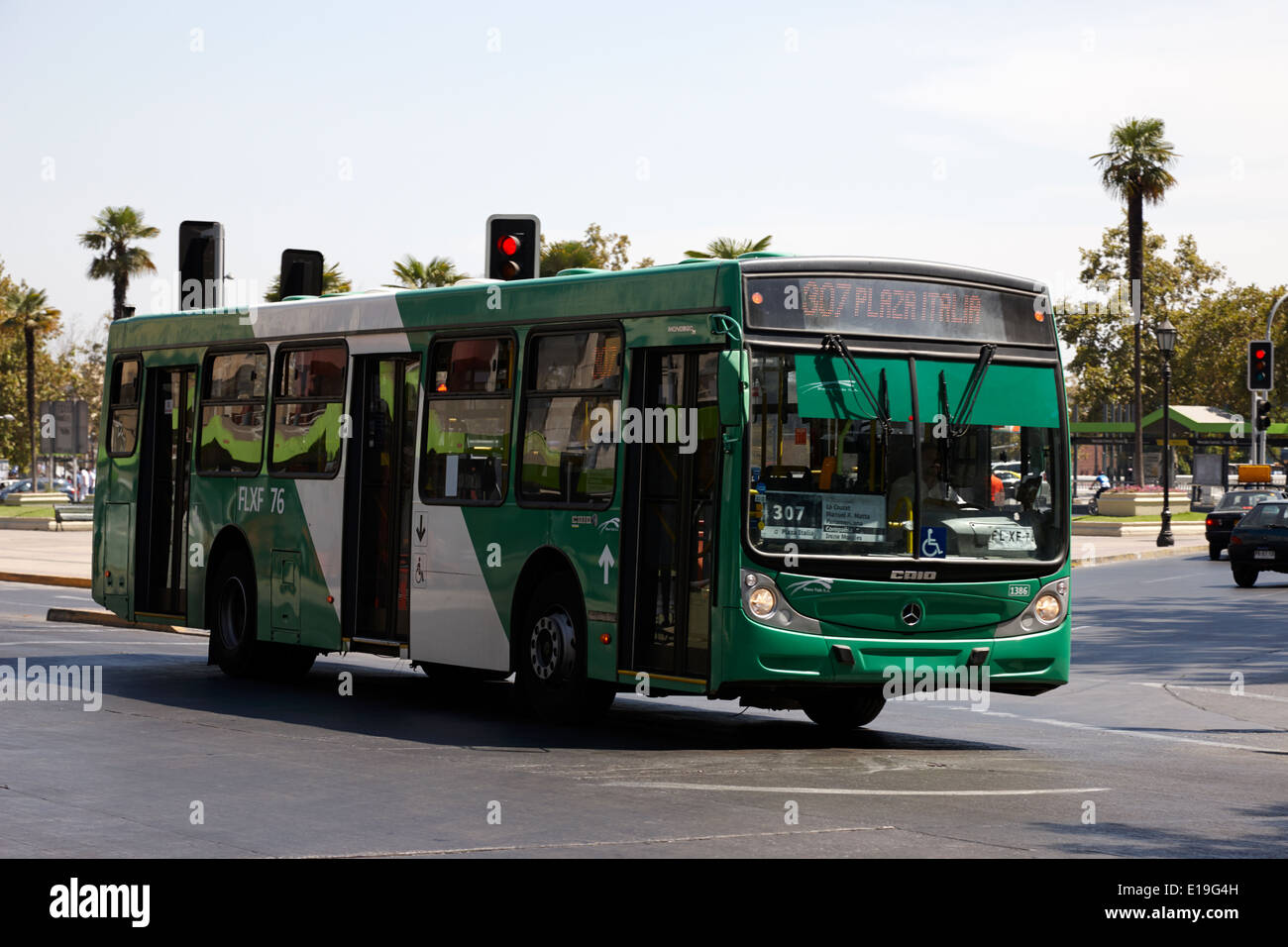 city bus route in the centre of Santiago going to plaza italia Chile ...