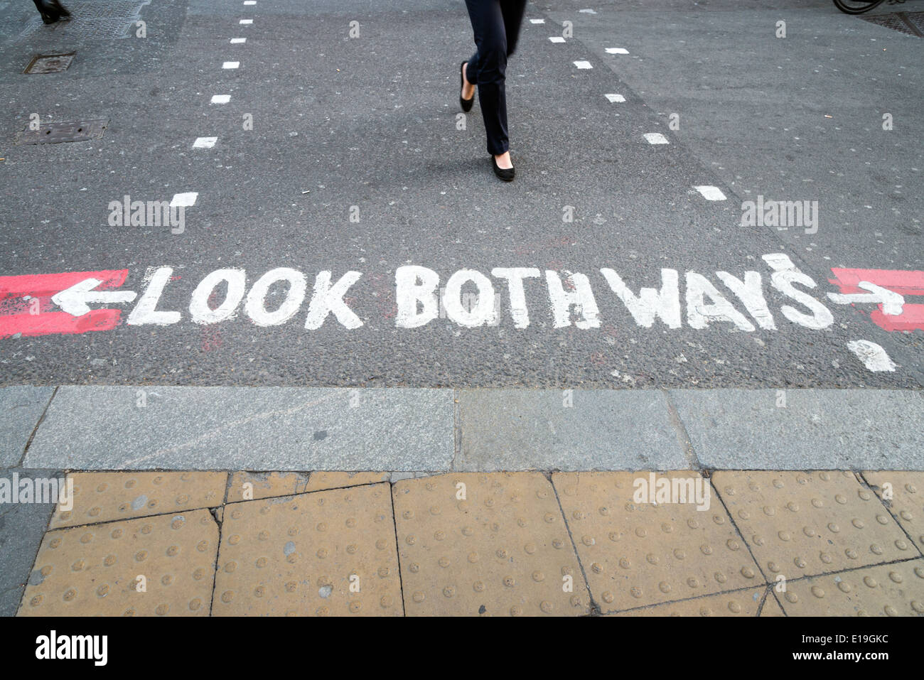 Look Both Ways sign on road at pedestrian crossing, England, UK Stock ... Look Both Ways sign on road at pedestrian crossing, England, UK Stock ...