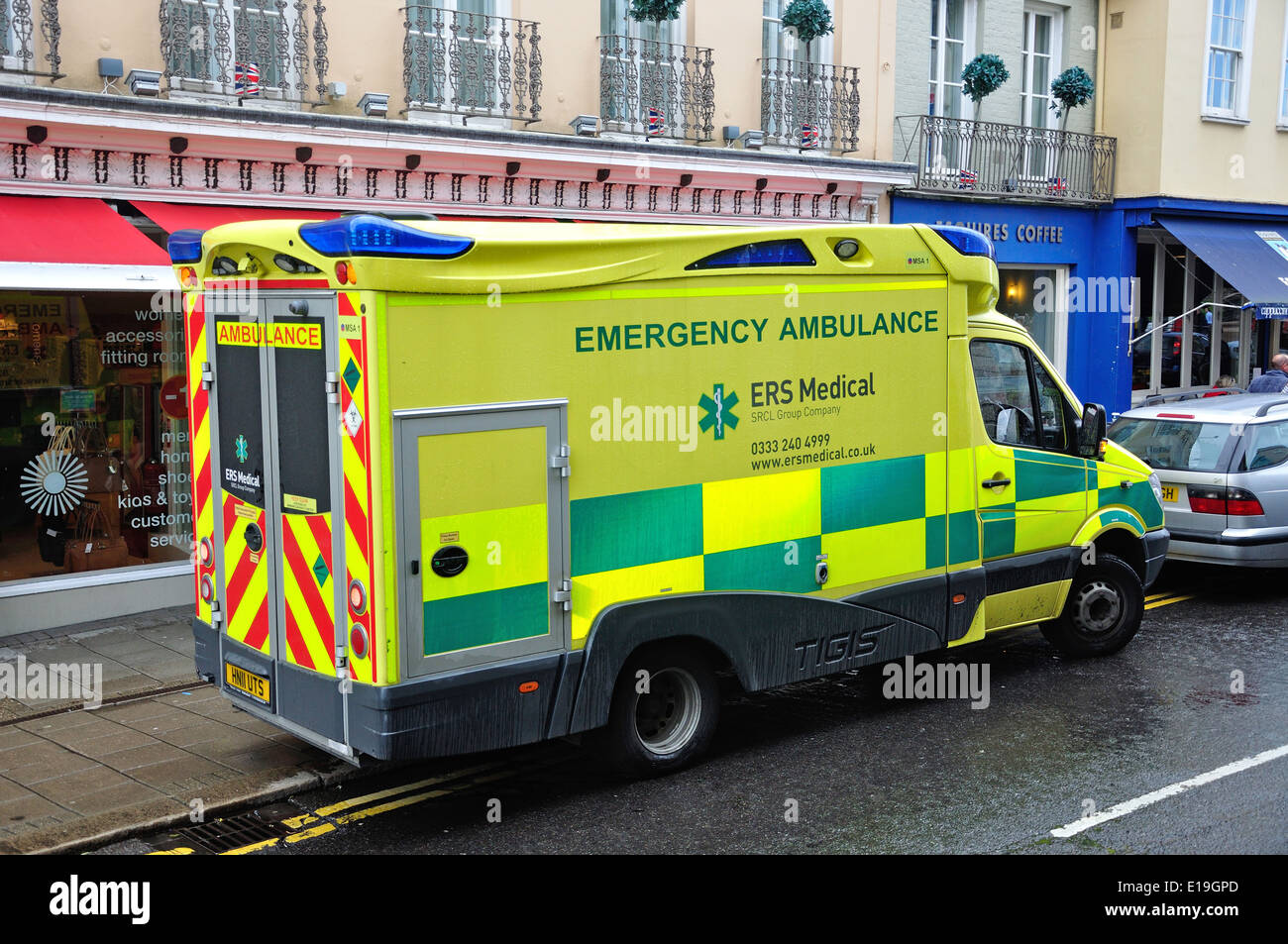 Emergency ambulance on call, High Street, Windsor, Berkshire, England ...