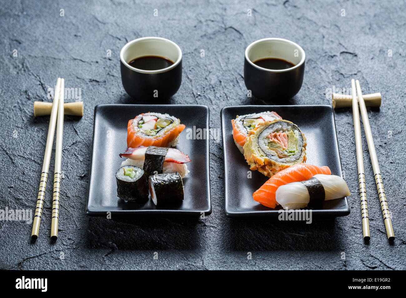 Sushi dinner for two people Stock Photo - Alamy