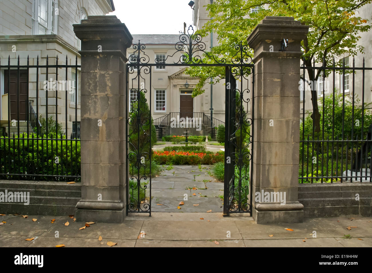 Garden and Gate in Urban Area Stock Photo - Alamy