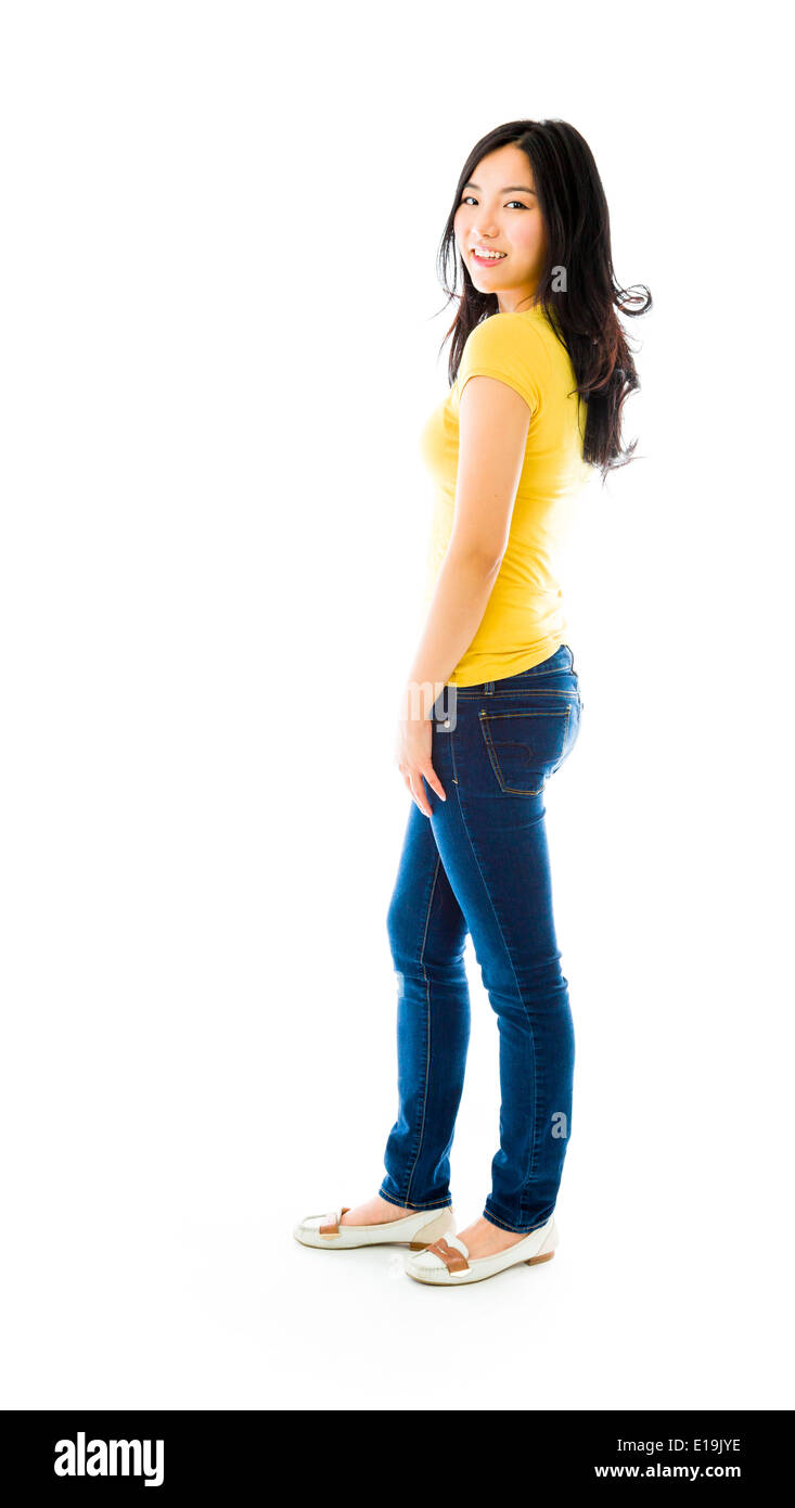 Side profile of an Asian young woman smiling Stock Photo - Alamy
