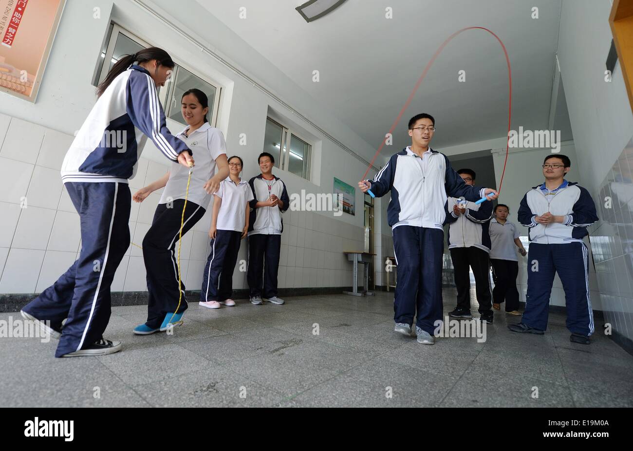 Baoding, China's Hebei Province. 28th May, 2014. Students do de-stress ...