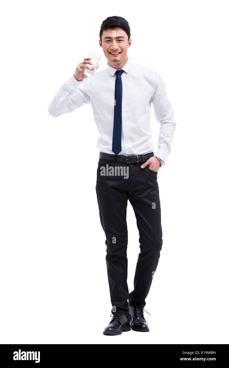 Young man glass water Cut Out Stock Images & Pictures - Alamy