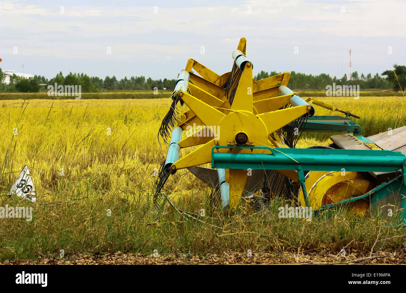 Combine harvester working in rice hi-res stock photography and images ...