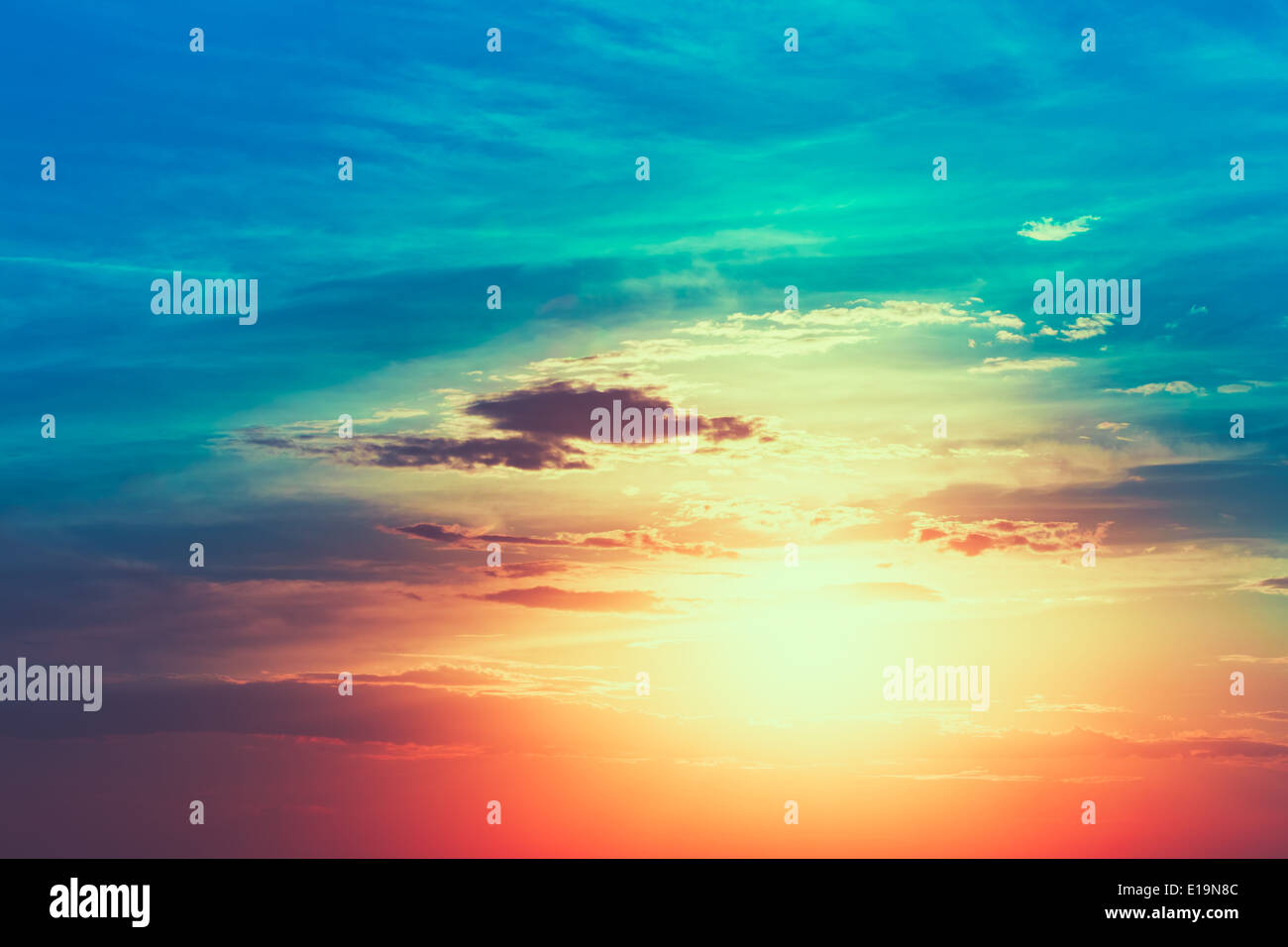 Sun, sunset, sunrise. Colorful toned instant photo Stock Photo - Alamy