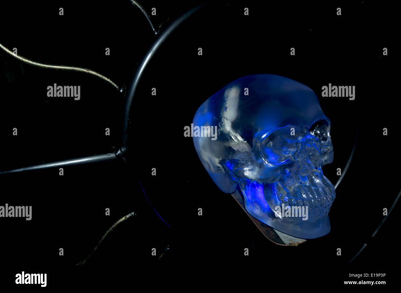 Glowing blue skull Stock Photo - Alamy
