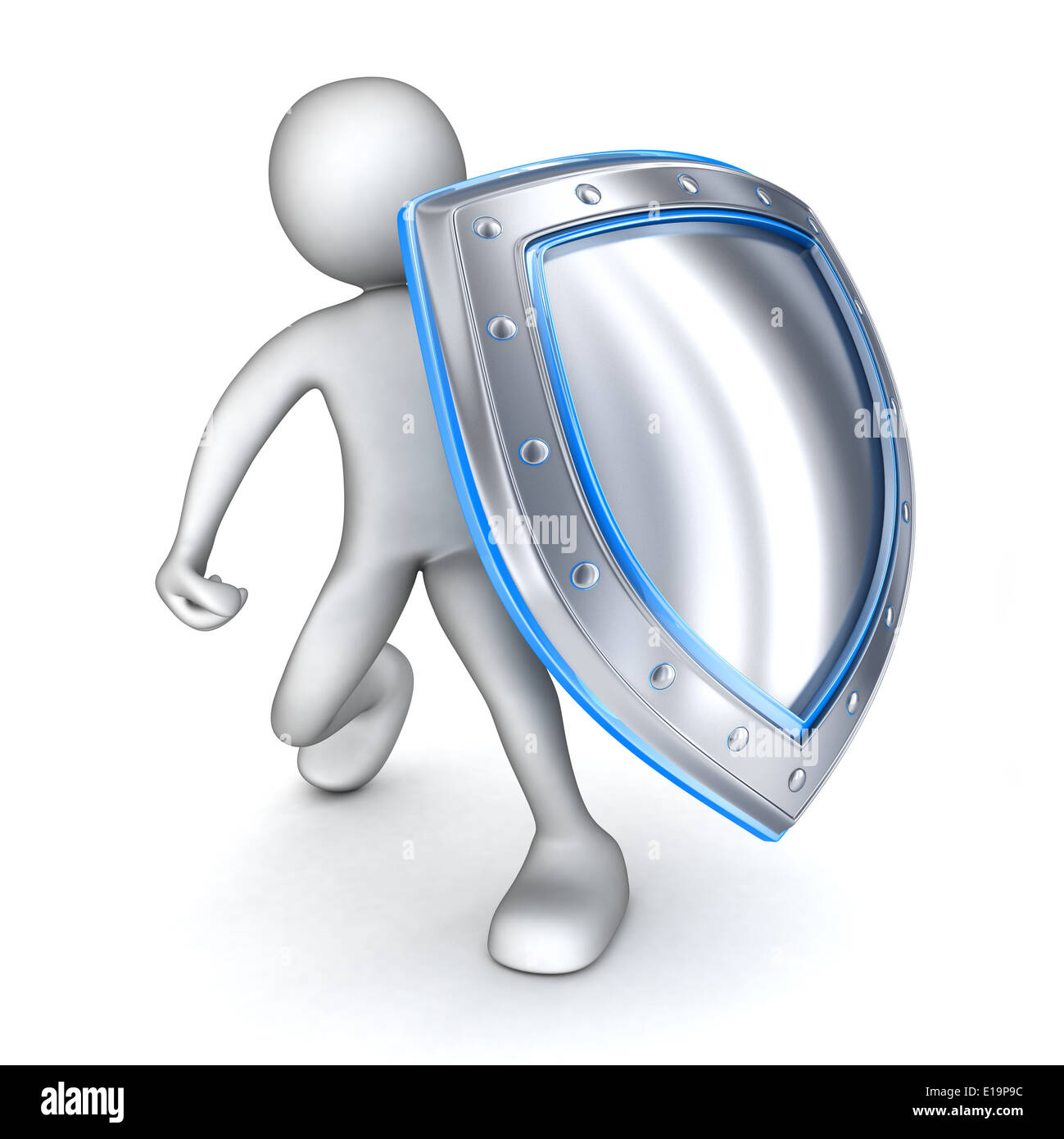 Abstract men and shield (done in 3d Stock Photo - Alamy