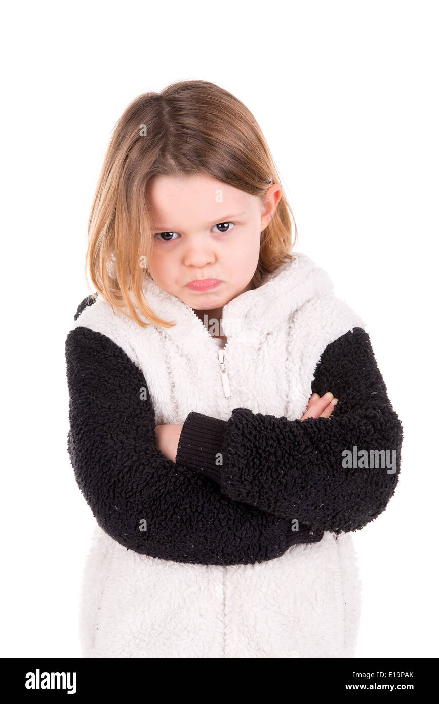Angry young girl isolated in white Stock Photo - Alamy