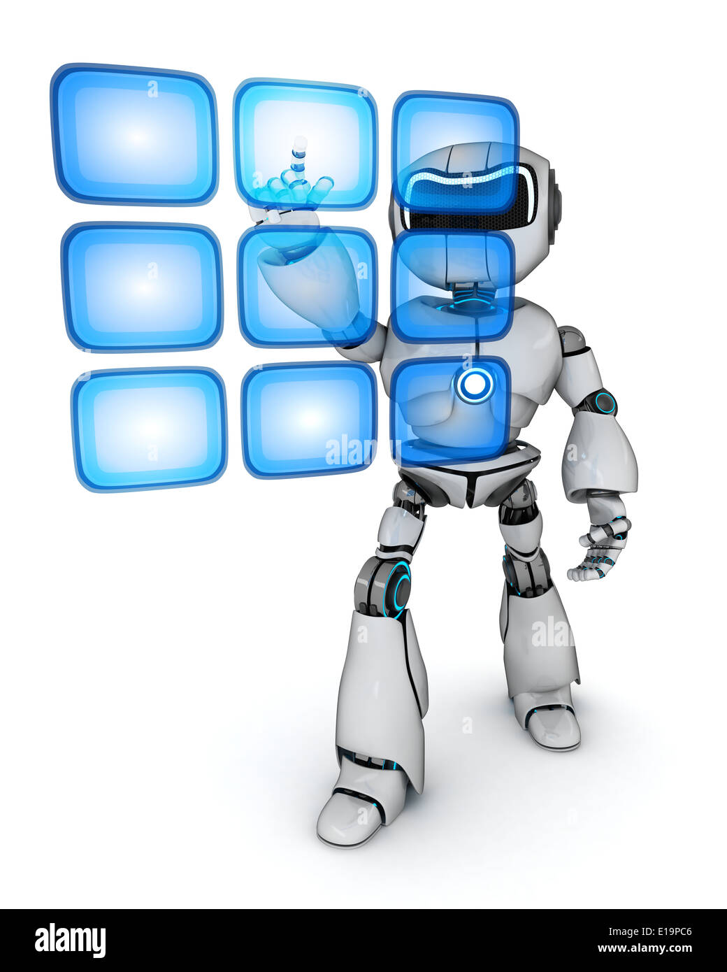 Robot and buttons hologram (done in 3d Stock Photo - Alamy