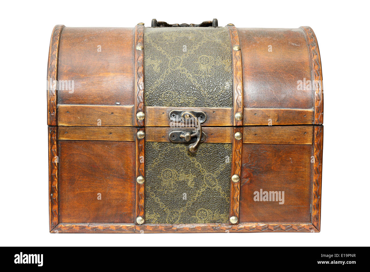 old closed treasure wooden box isolated over white background Stock ...