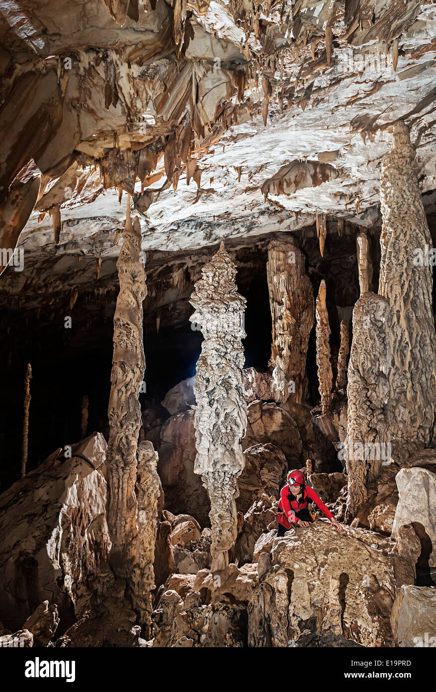 Female caver in Cave of the Winds, Mulu, Malaysia Stock Photo - Alamy