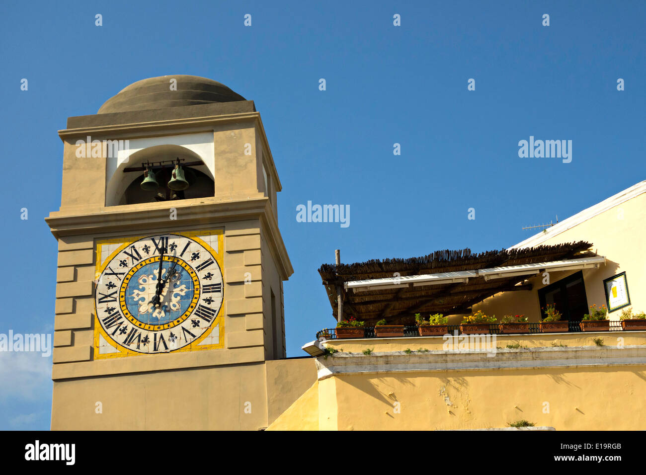 Clock Tower, Piazza Umberto, Town of Capri, Campania, Italy, Europe ...