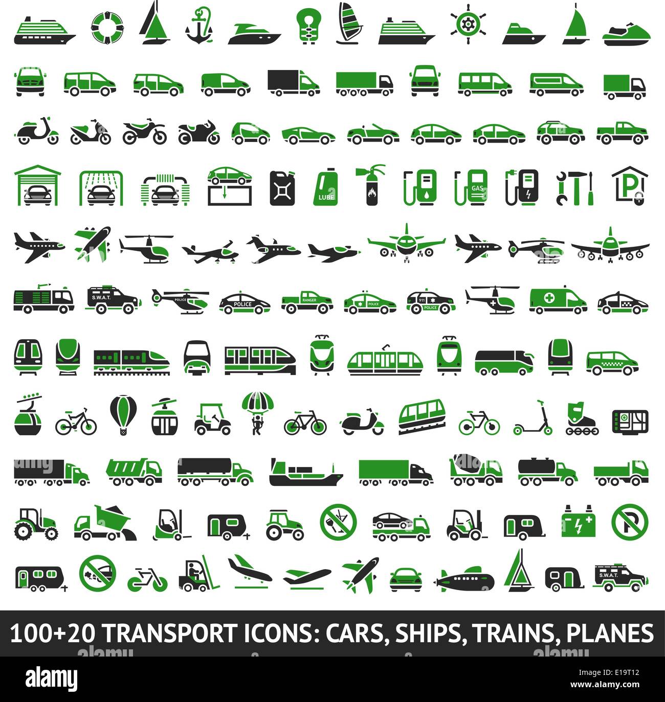 100 AND 20 Transport green icons Stock Vector Image & Art - Alamy