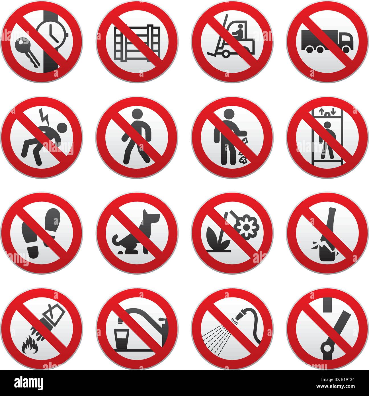 Simple Prohibited Signs Set on white background Stock Vector Image ...
