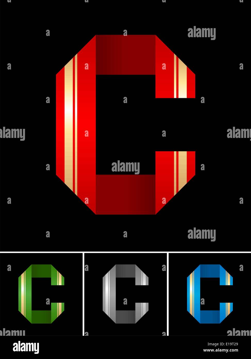Origami font from coloured set paper ribbon-Latin letter C Stock Vector ...