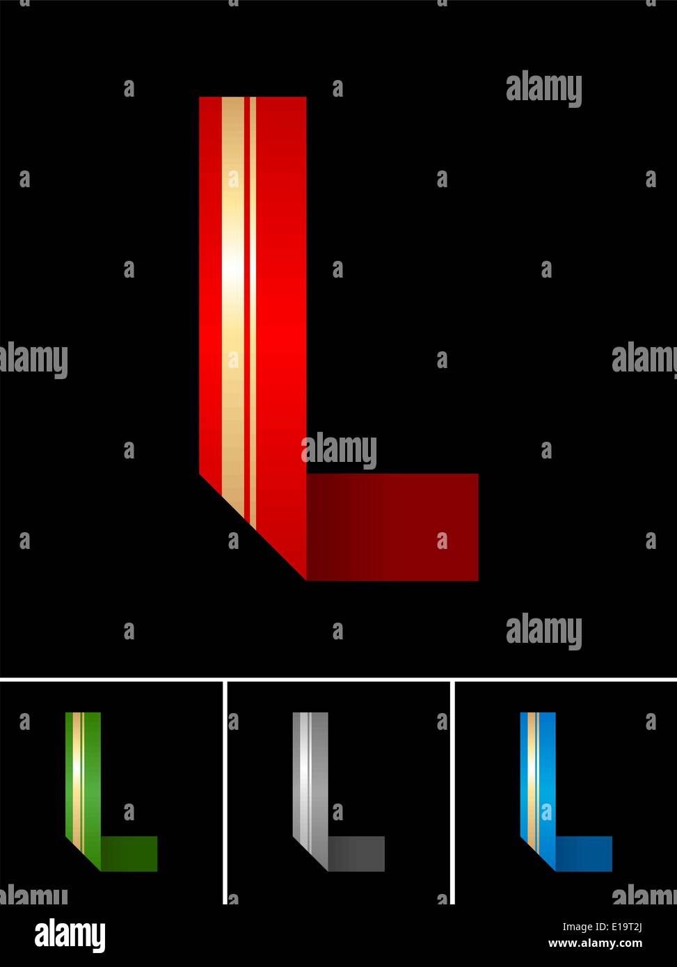 Origami font from coloured set paper ribbon-Latin letter L Stock Vector ...
