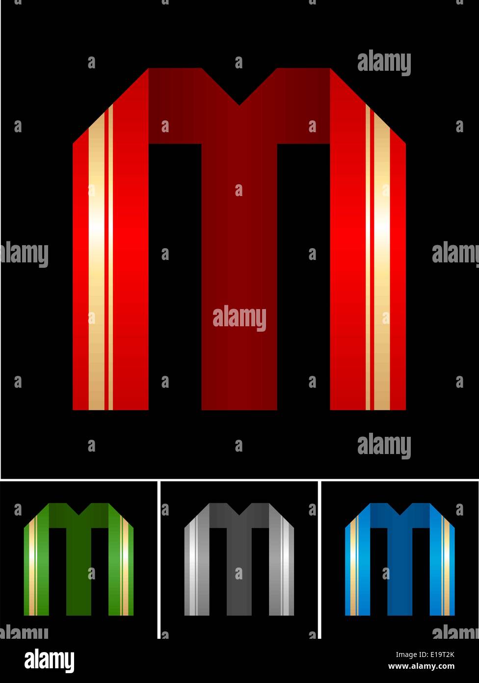 Origami font from coloured set paper ribbon-Latin letter M Stock Vector ...