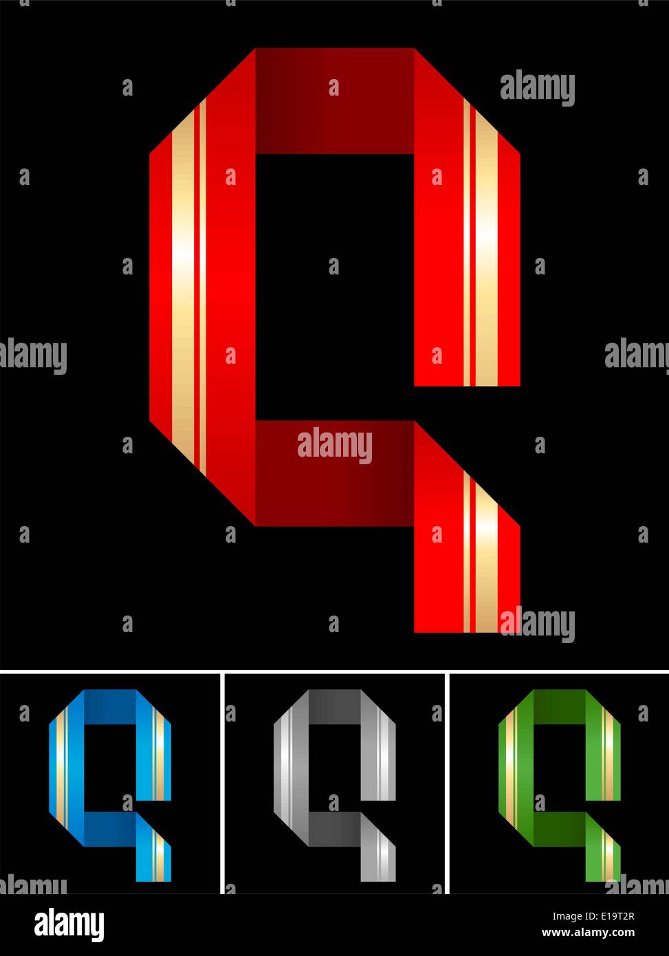 Origami font from coloured set paper ribbon-Latin letter Q Stock Vector ...