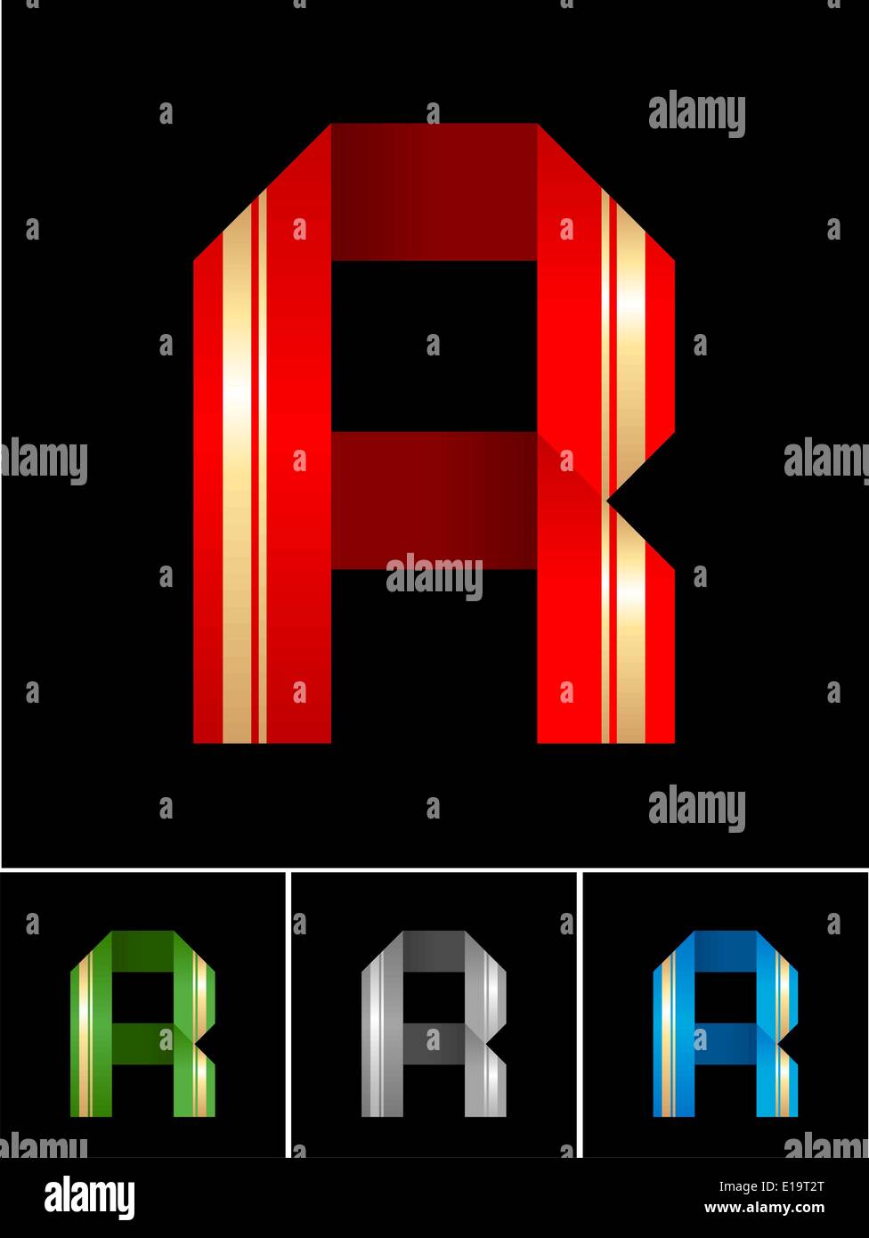 Origami font from coloured set paper ribbon-Latin letter R Stock Vector ...