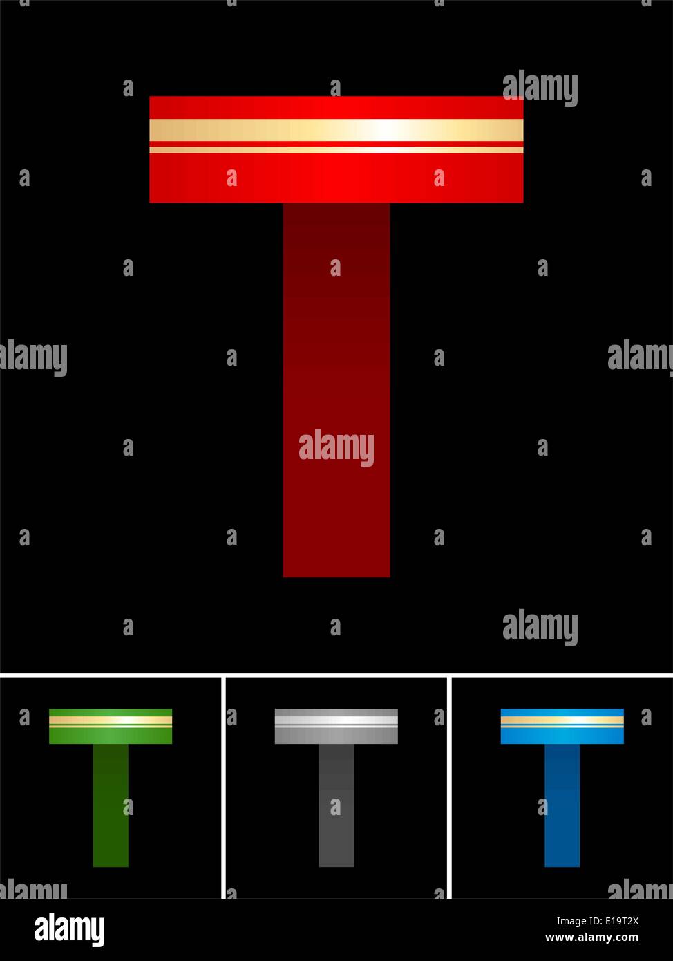 Origami font from coloured set paper ribbon-Latin letter T Stock Vector ...