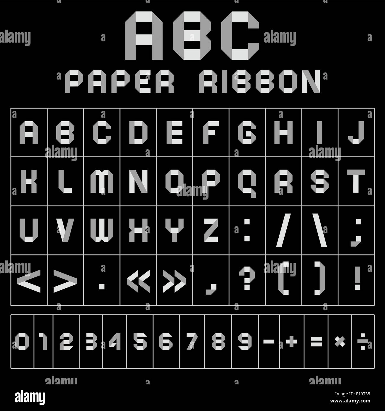 ABC font from paper tape, gray with black background Stock Vector Image ...