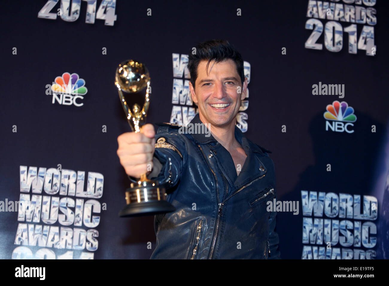 Monte Carlo, Monaco. 27th May, 2014. Greek singer Sakis Rouvas poses ...