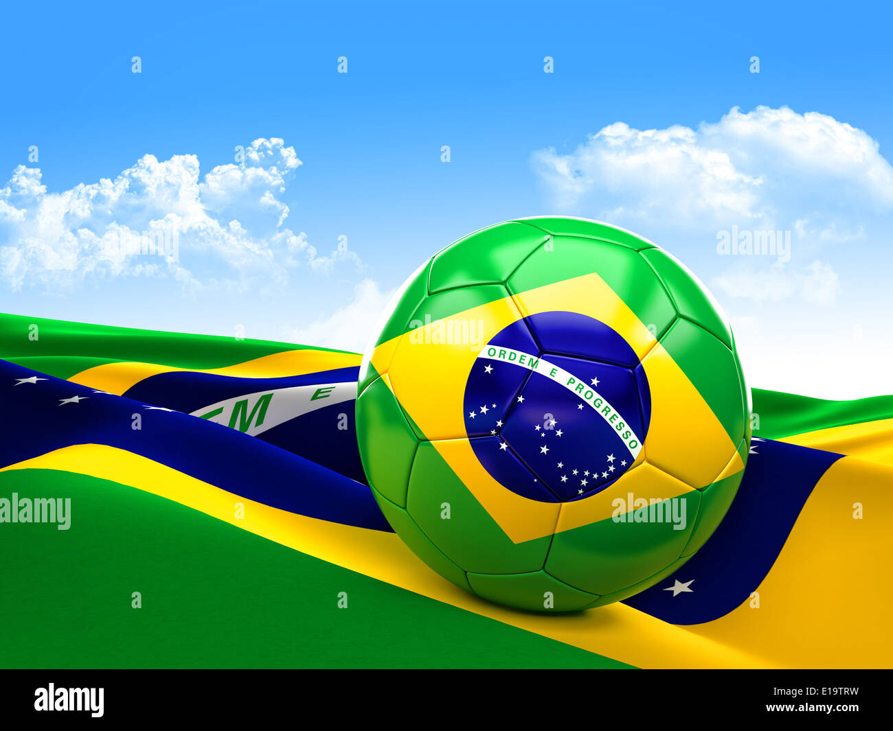 Brazil soccer ball 3d image on white Stock Photo - Alamy