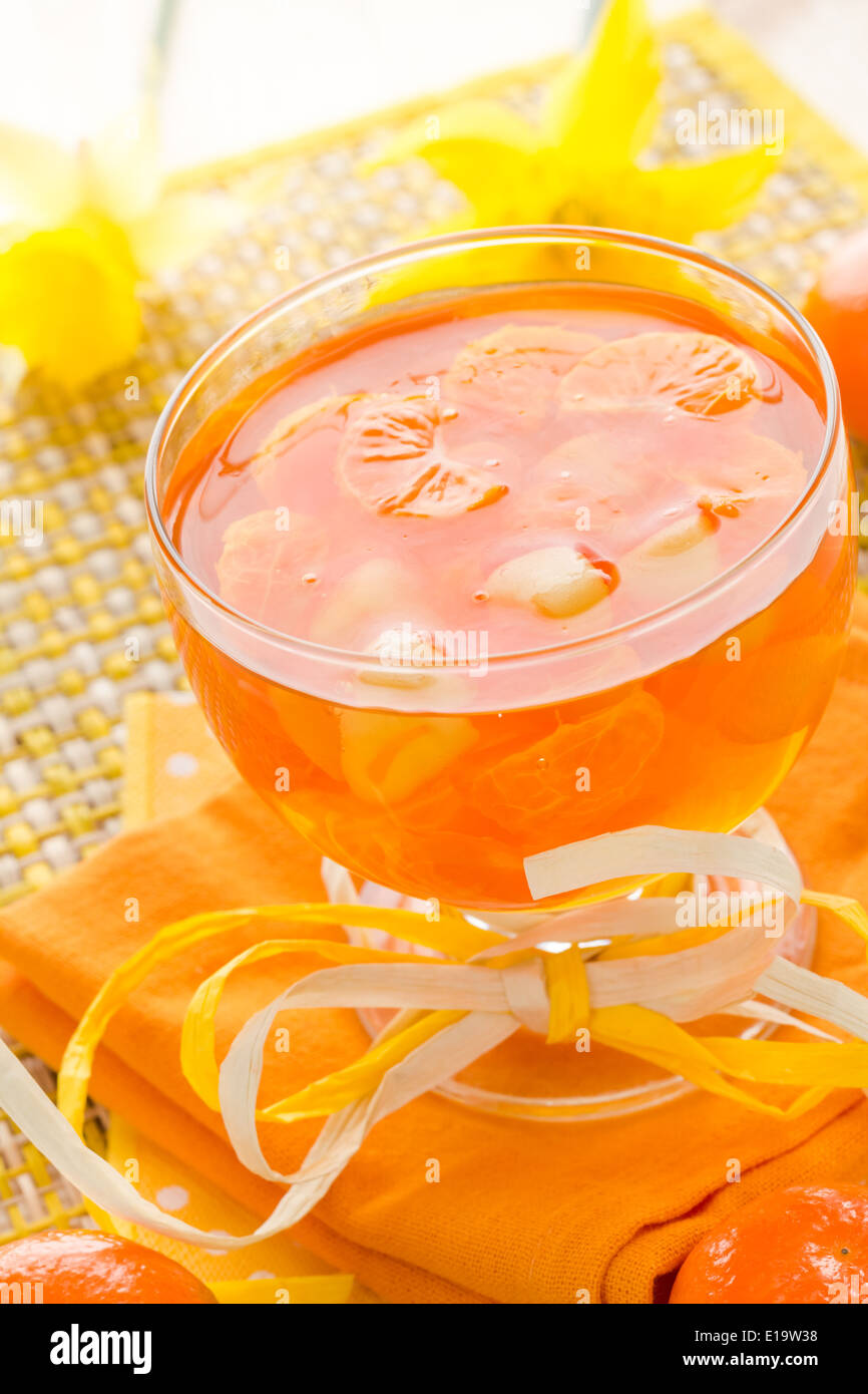 Delicious fruit jelly with orange in glass Stock Photo - Alamy