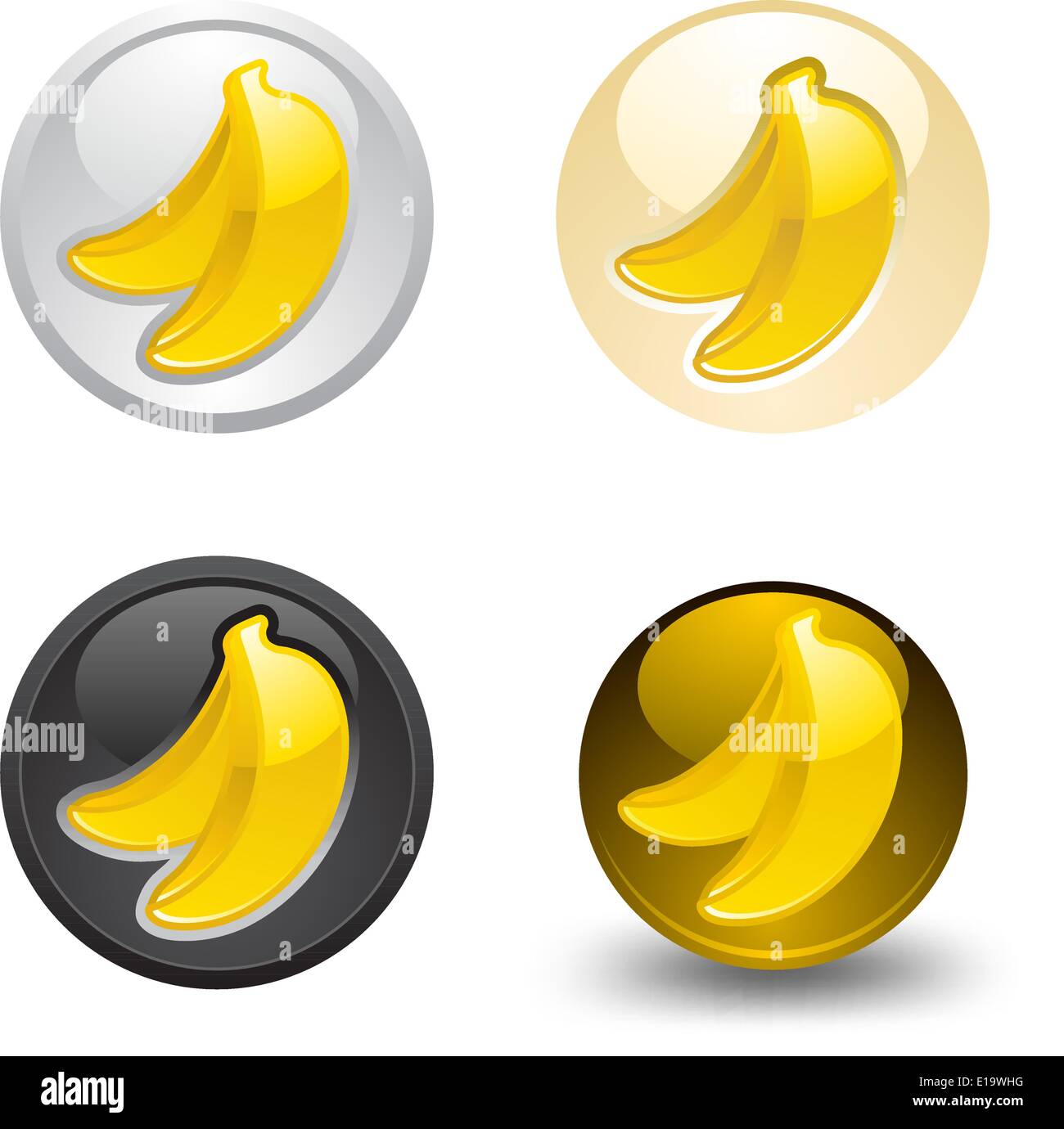 Banana button, set, web 2.0 icons, design element Stock Vector Image ...