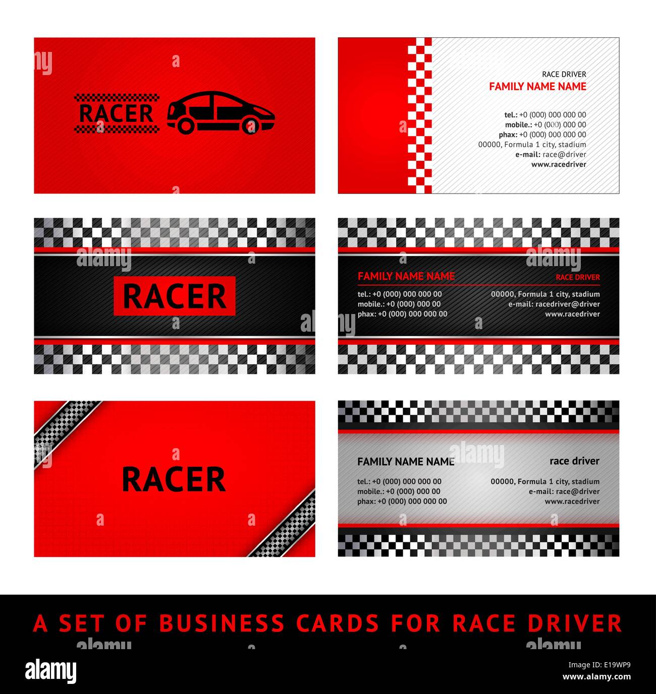 Business cards red race - first set Stock Vector Image & Art - Alamy