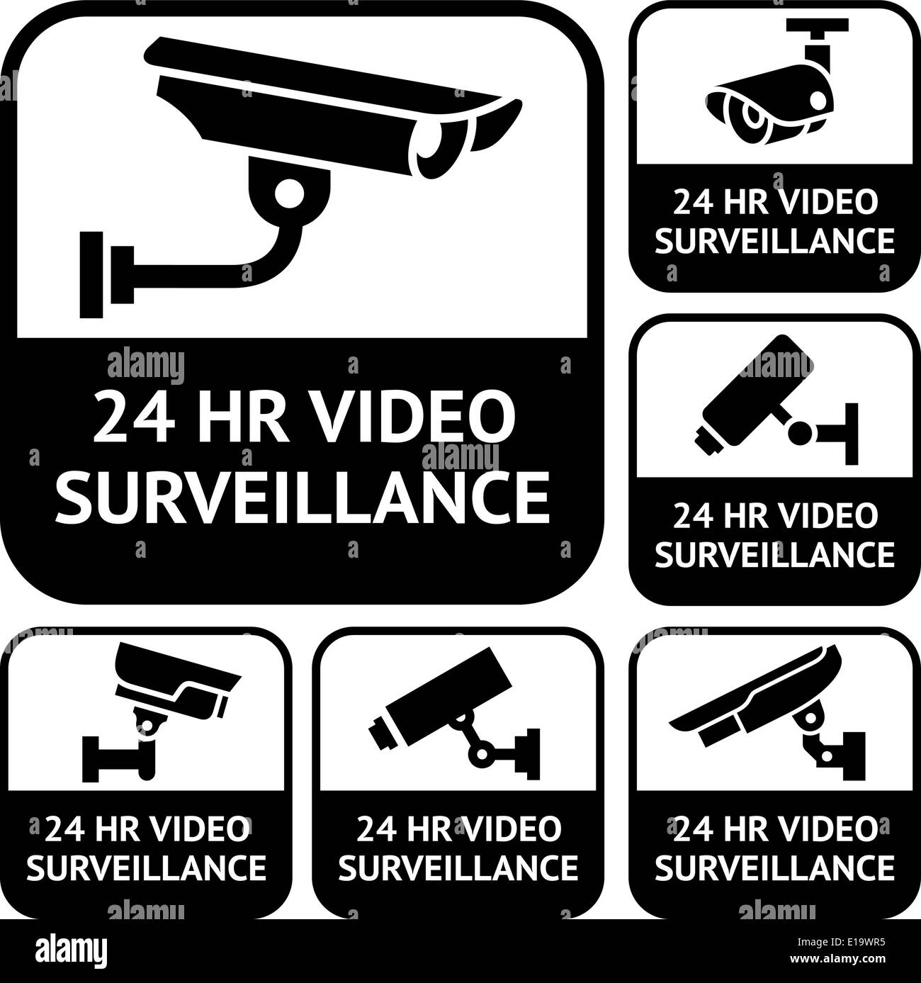 CCTV labels. Set symbols video surveillance, vector illustration Stock ...