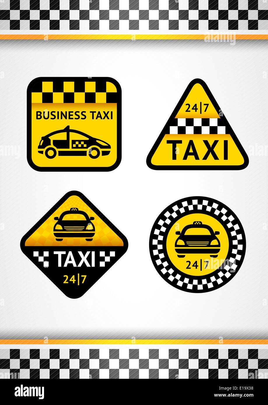 Racing Background vertical and Taxi - set retro stickers, vector ...