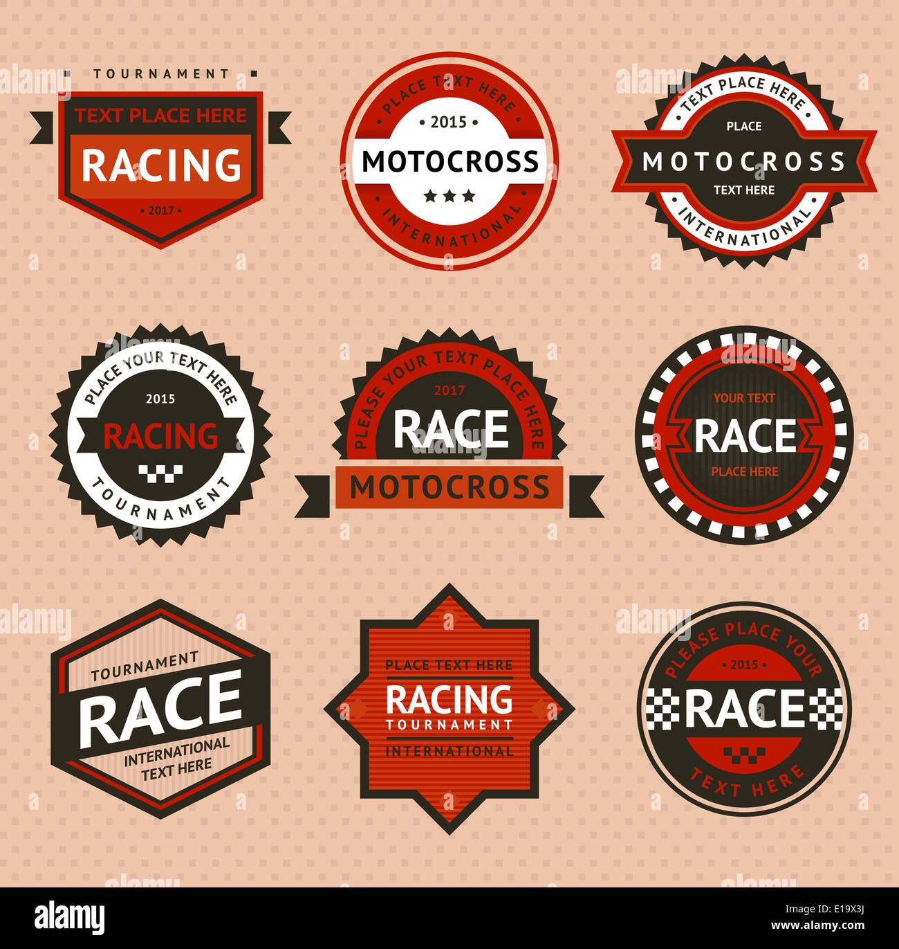 Racing badges, vintage style. Vector illustration Stock Vector Image ...
