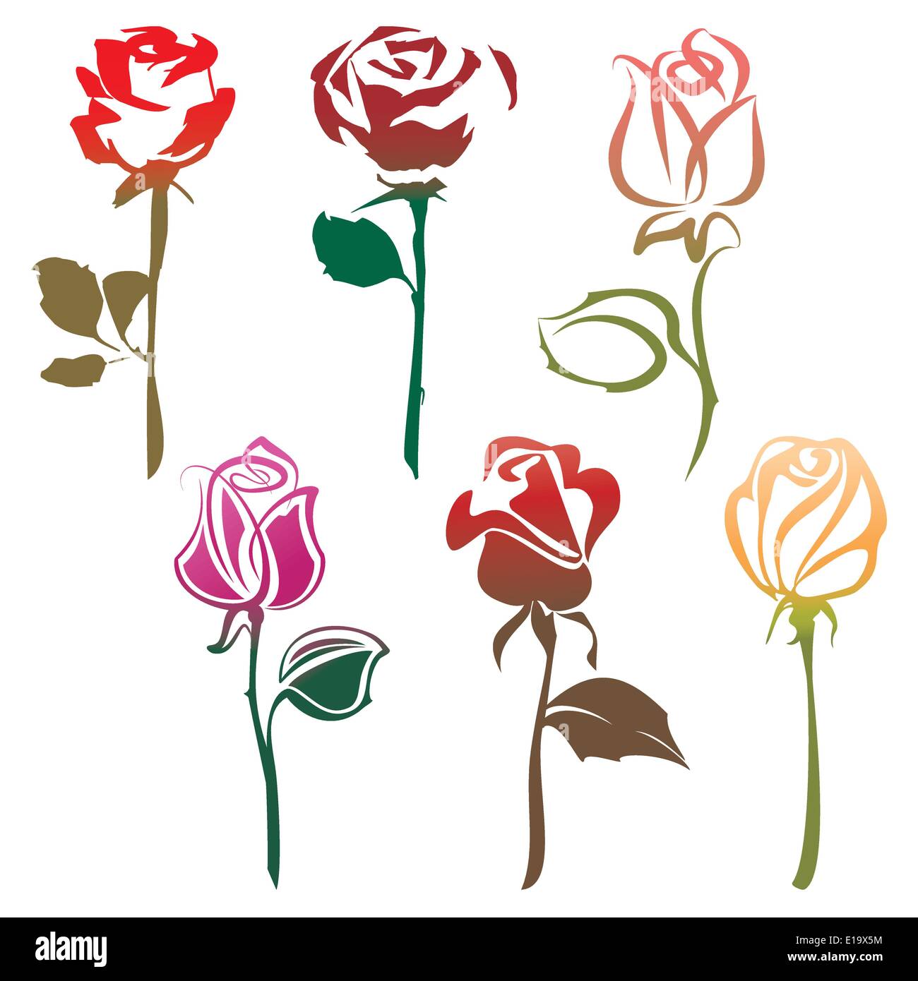 Icon set, rose on a white background. vector symbol Stock Vector Image ...