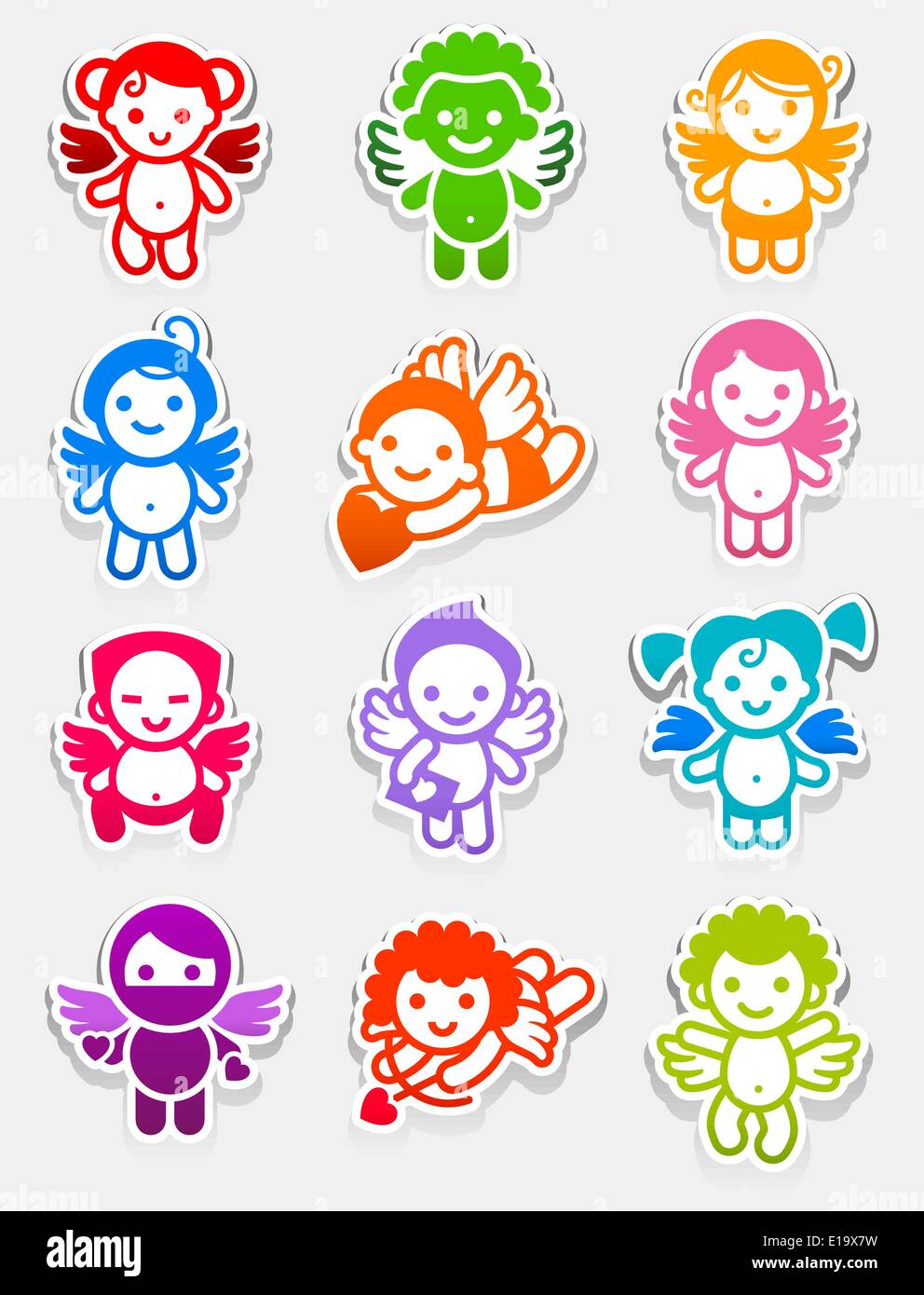 Colored stickers angels Stock Vector Image & Art - Alamy